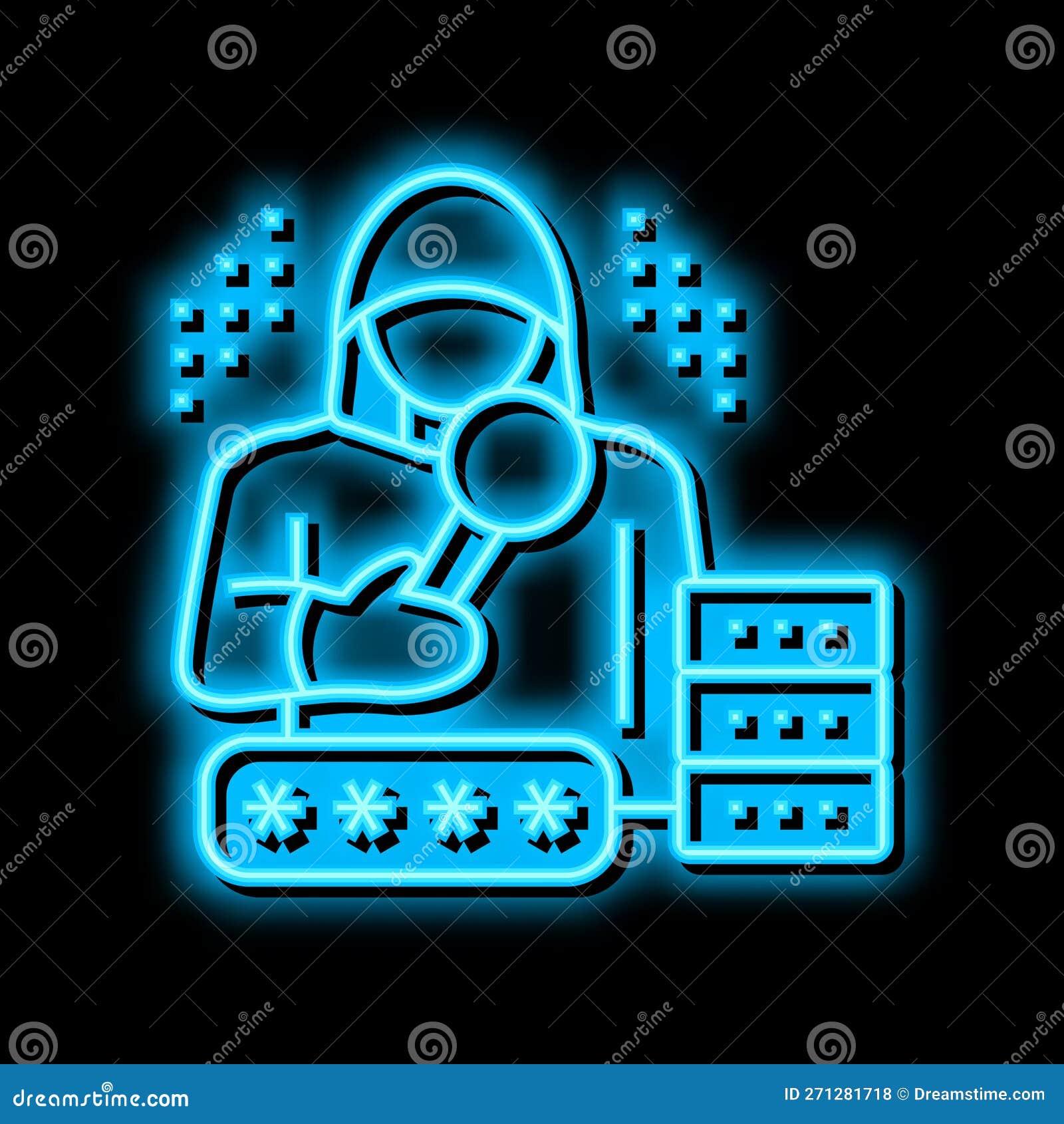 Hacker Digital Thief Neon Glow Icon Illustration Stock Vector ...