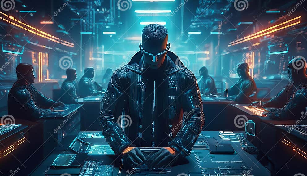 Hacker Doing Work on Computer Stock Illustration - Illustration of ...