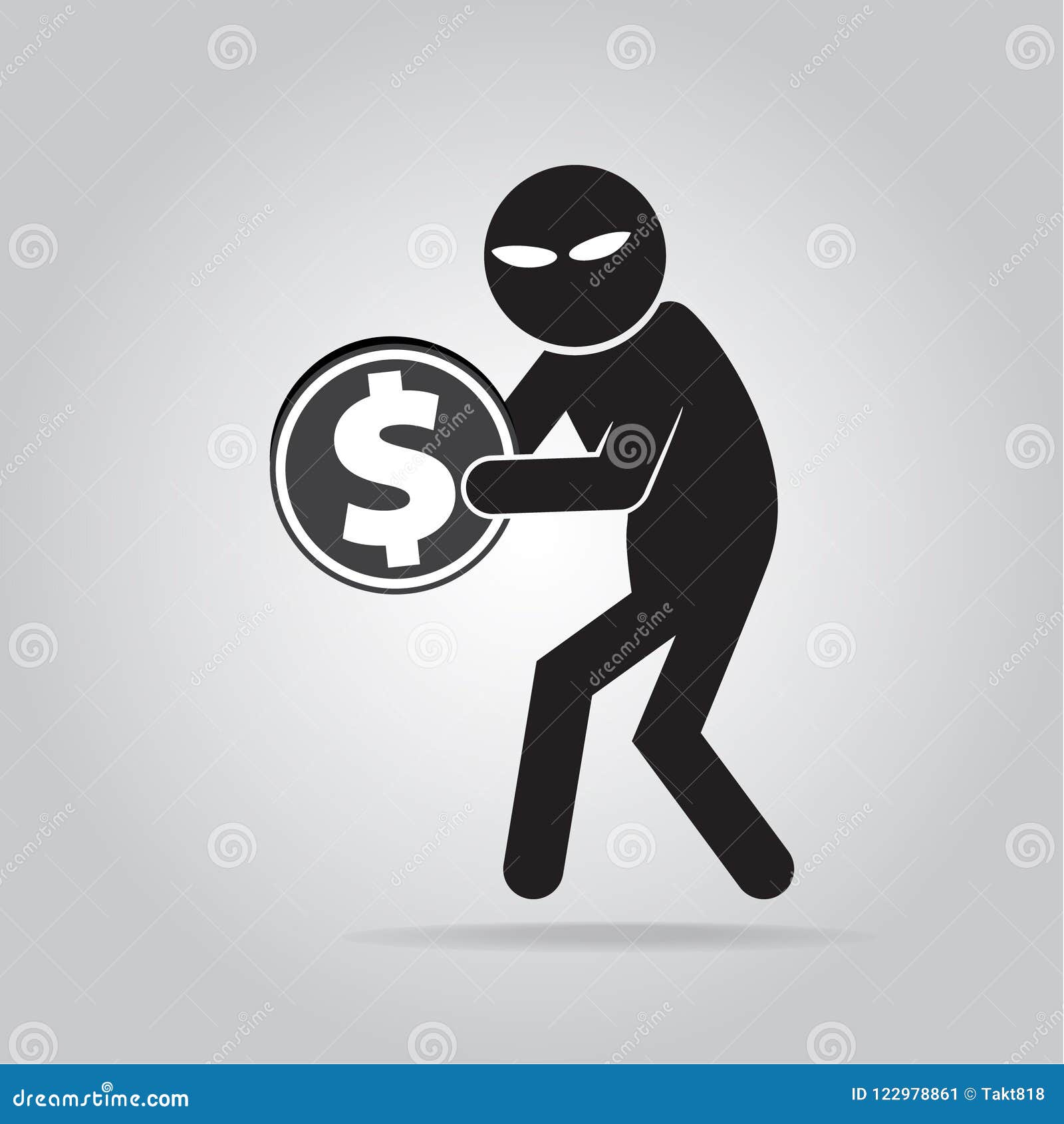 Hacker and Dollar Sign Icon, Internet Security Concept. Stock Vector ...