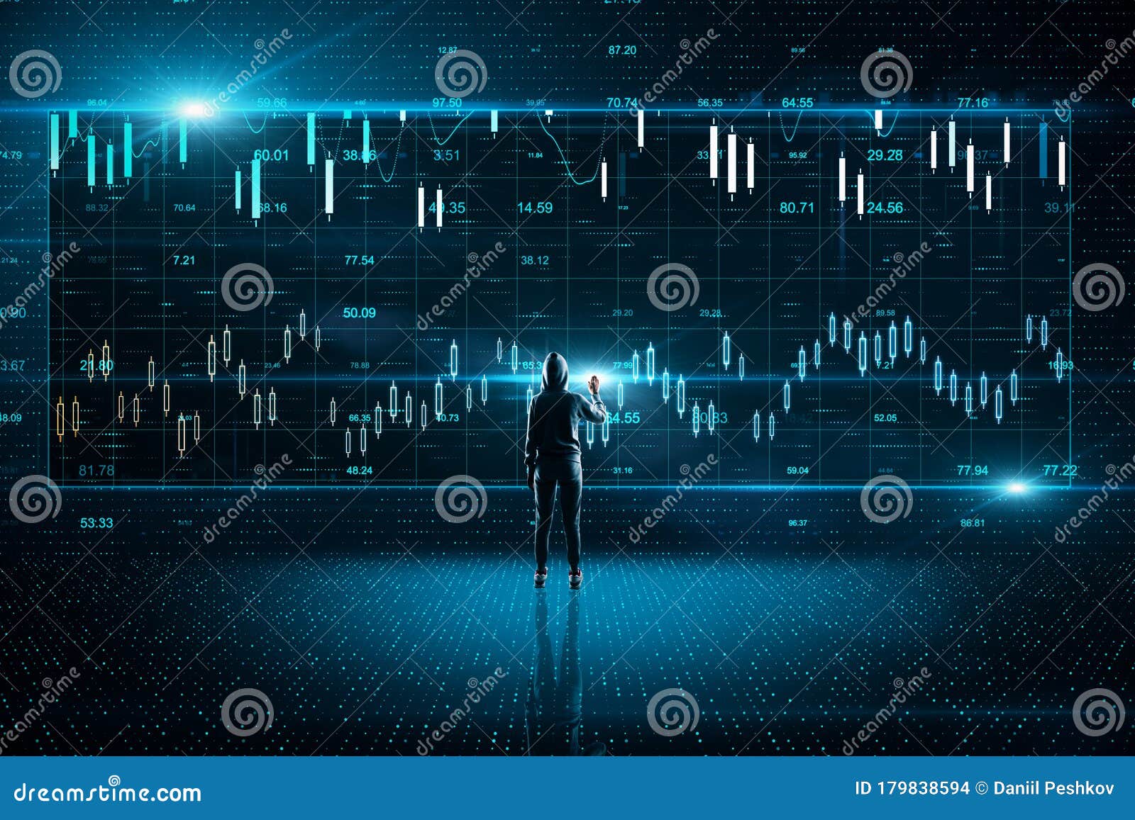 Hacker Drawing Stock Chart and Data Stock Illustration - Illustration ...