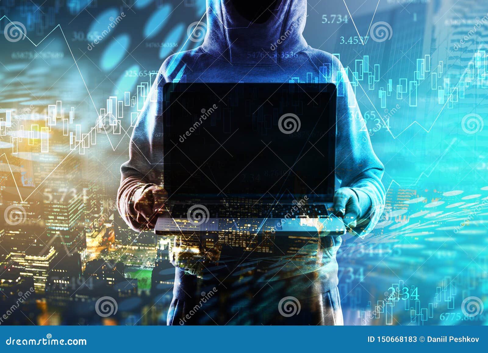 Hacker with empty notebook stock image. Image of clean - 150668183