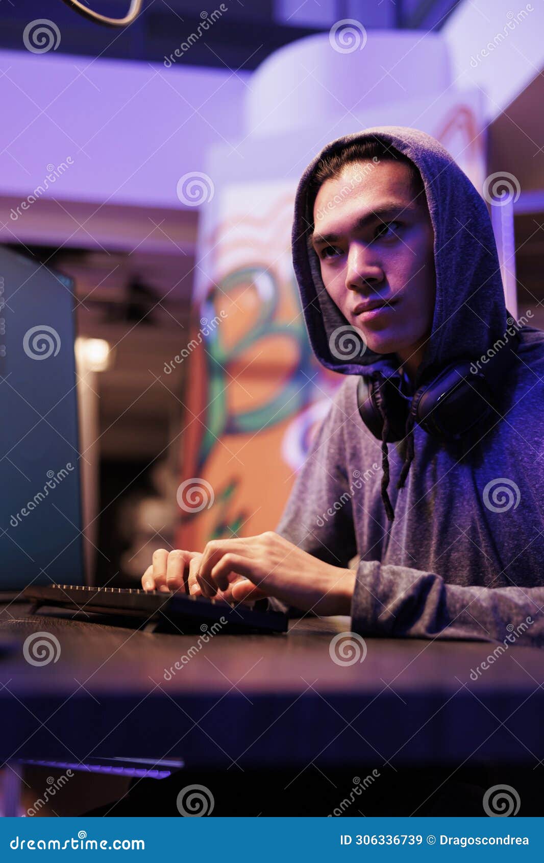 Hacker Engaging in Criminal Activity Stock Image - Image of data, hood ...