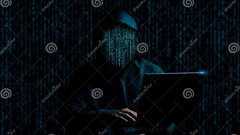 Hacker Face Made with Binary Code Anonymous Computer Hacker, Cyber Attack, Hacker Using the ...