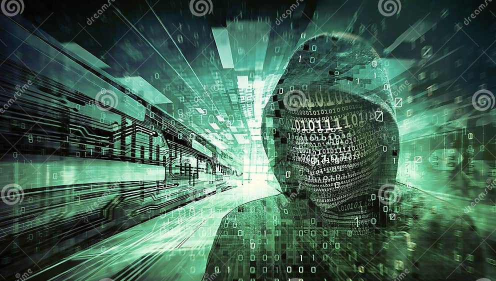 Hacker Face Made with Numbers Stock Photo - Image of technology, virus ...
