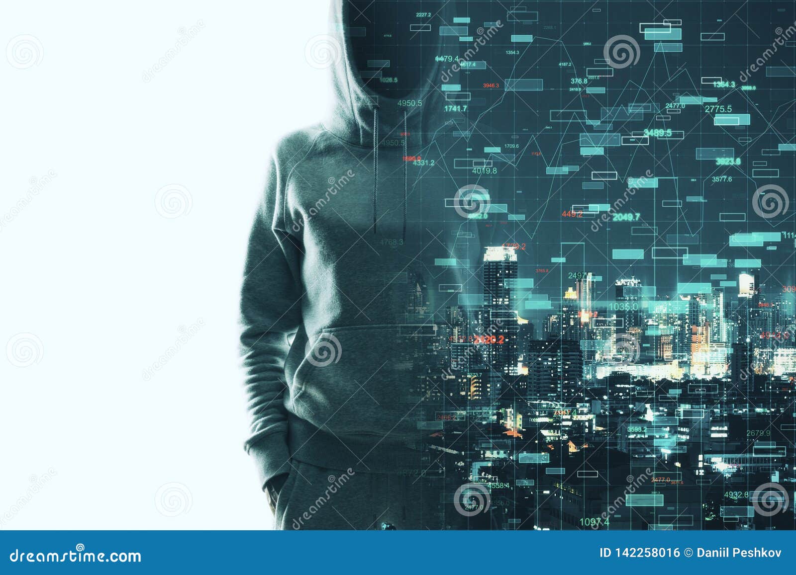 Hacker with forex chart stock photo. Image of growth - 142258016