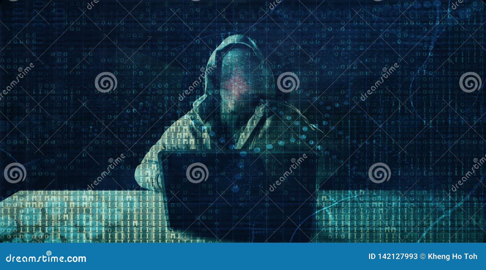 Hacker in Front of Computer Stock Illustration - Illustration of hacker ...