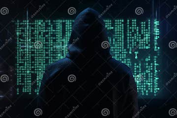 Hacker Front of His Computer Committing Digital Cybercrime. Generative AI Stock Illustration ...