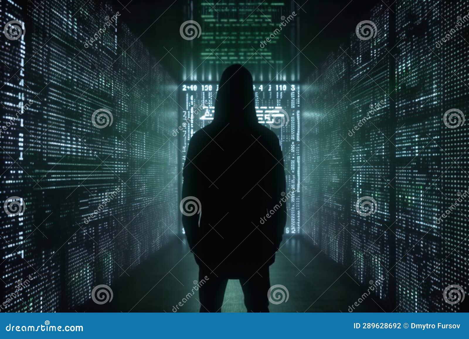 Hacker Front of His Computer Committing Digital Cybercrime. Generative ...