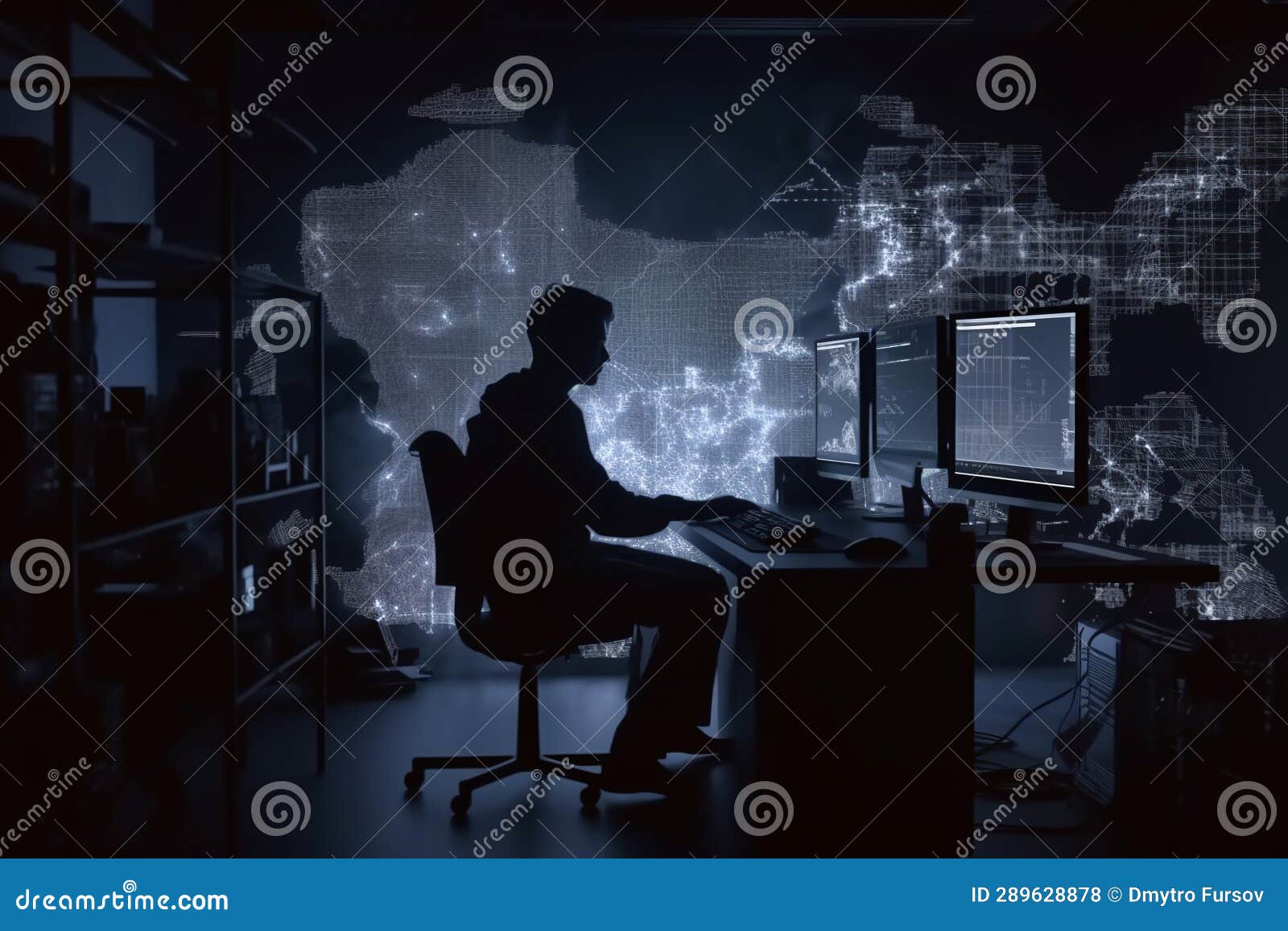 Hacker Front of His Computer Committing Digital Cybercrime. Generative ...