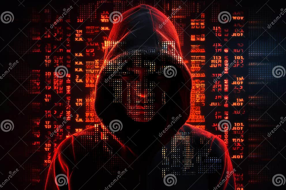Hacker Front Of His Computer Committing Digital Cybercrime Generative Ai Stock Image Image Of