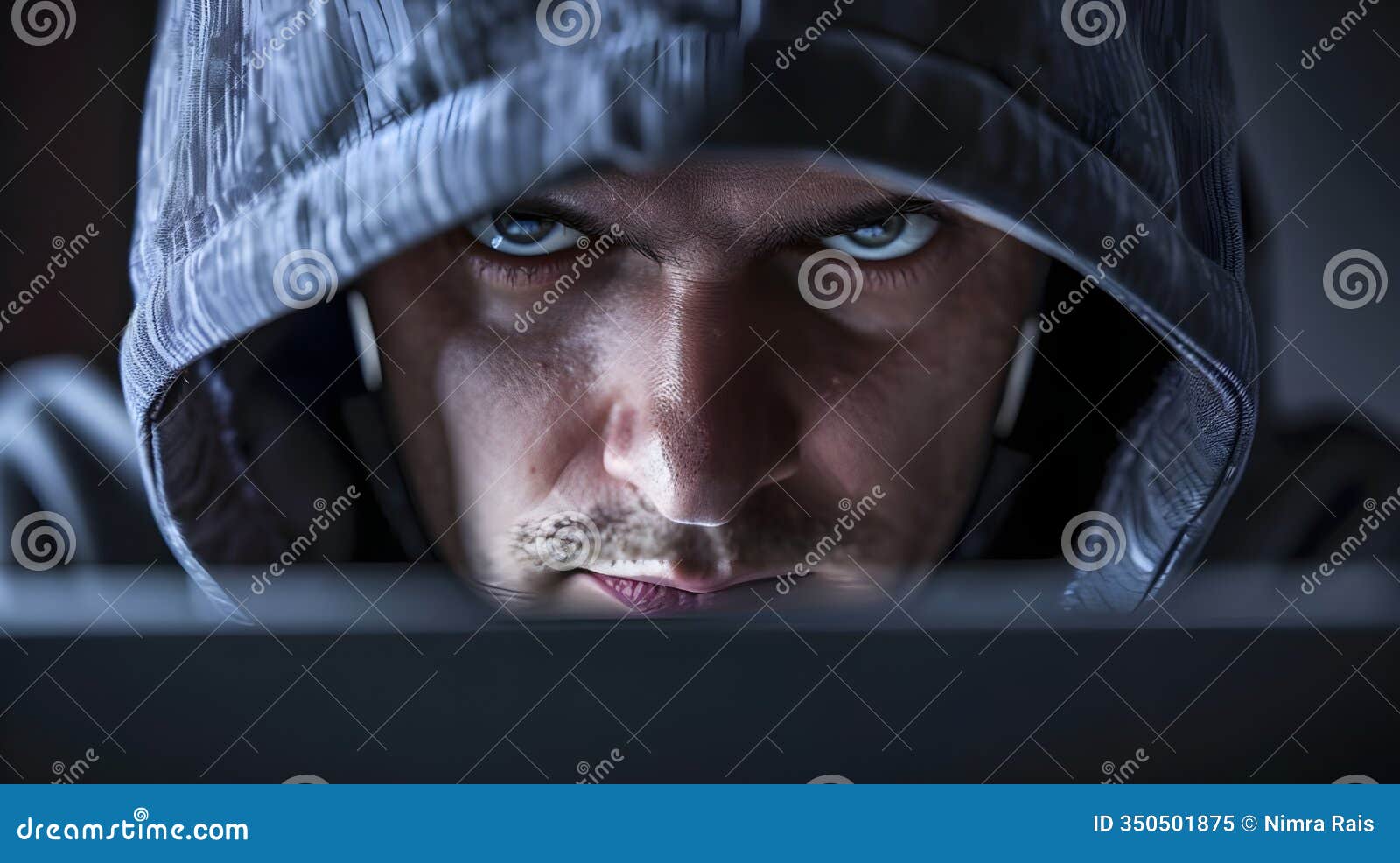 Hacker Front of His Computer Committing Digital Cybercrime Hacker Using ...