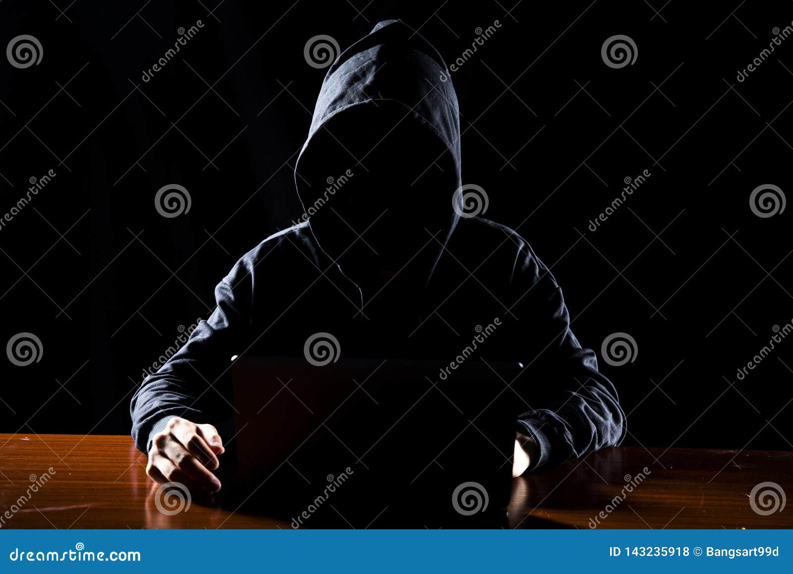 Hacker in Front of His Computer. Dark Face Stock Photo - Image of face ...