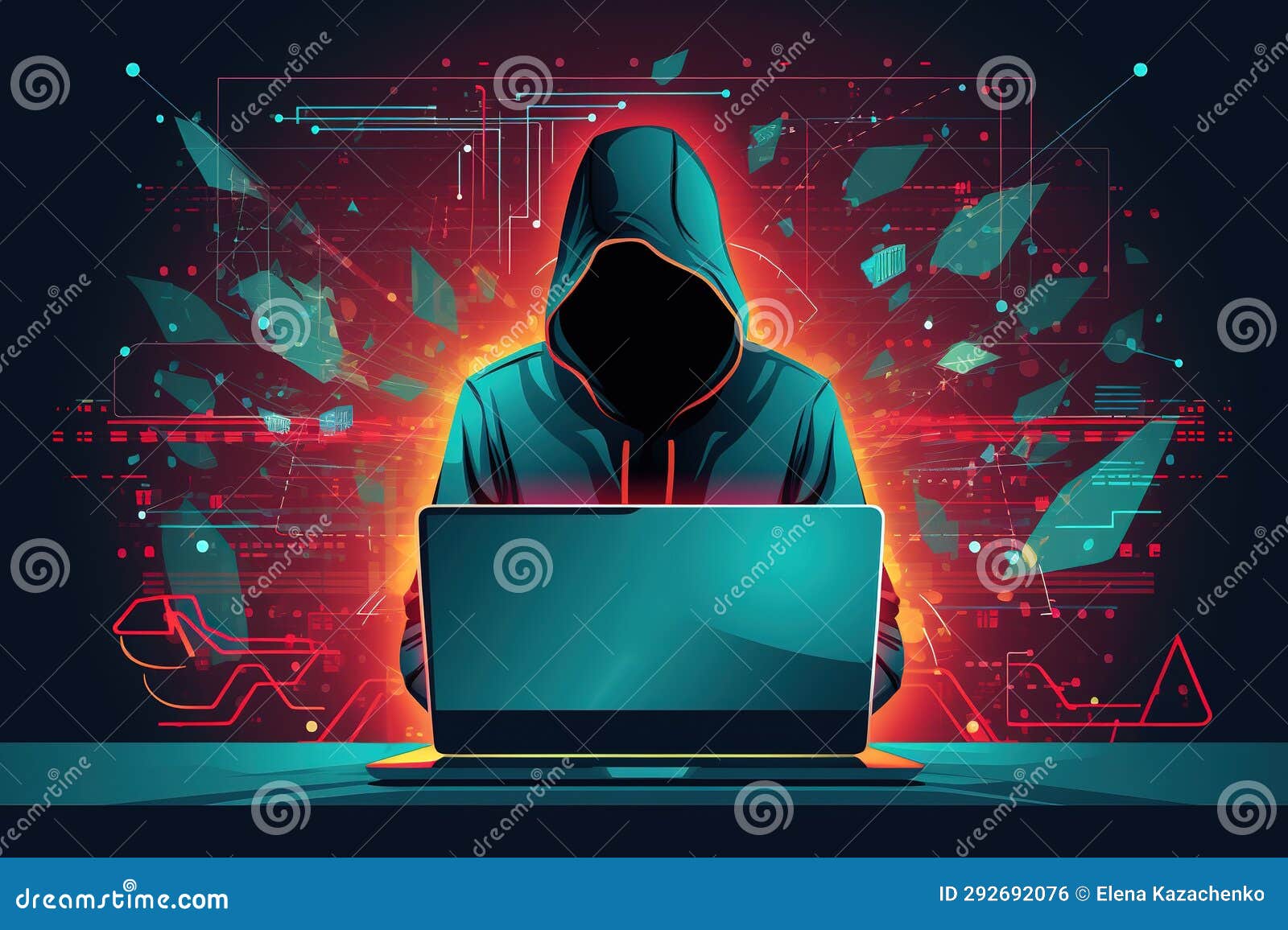 Hacker in Front of His Computer. Dark Face, Using Them for Unauthorized ...