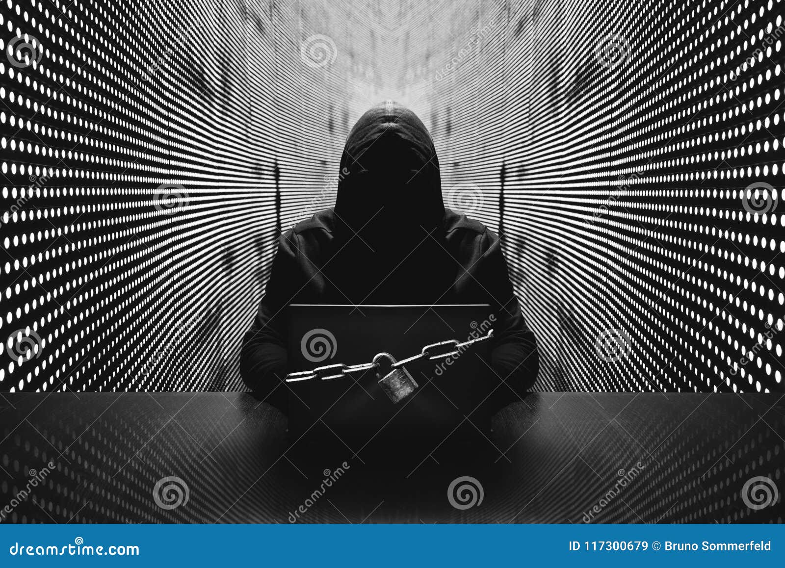 Hacker in Front of Locked Computer Cybercrime Stock Image - Image of ...