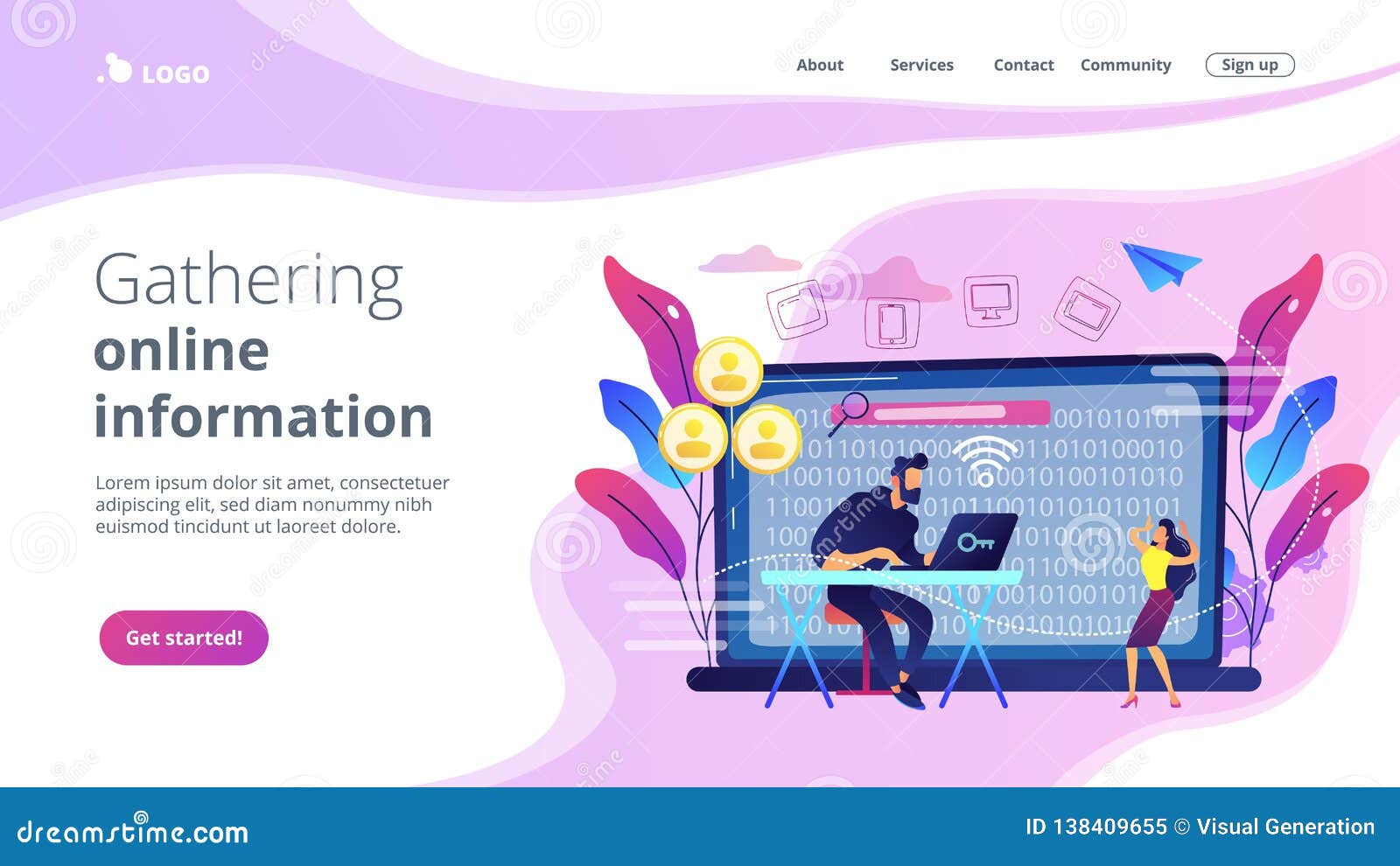 Doxing Concept Landing Page. Stock Vector - Illustration of gathering ...