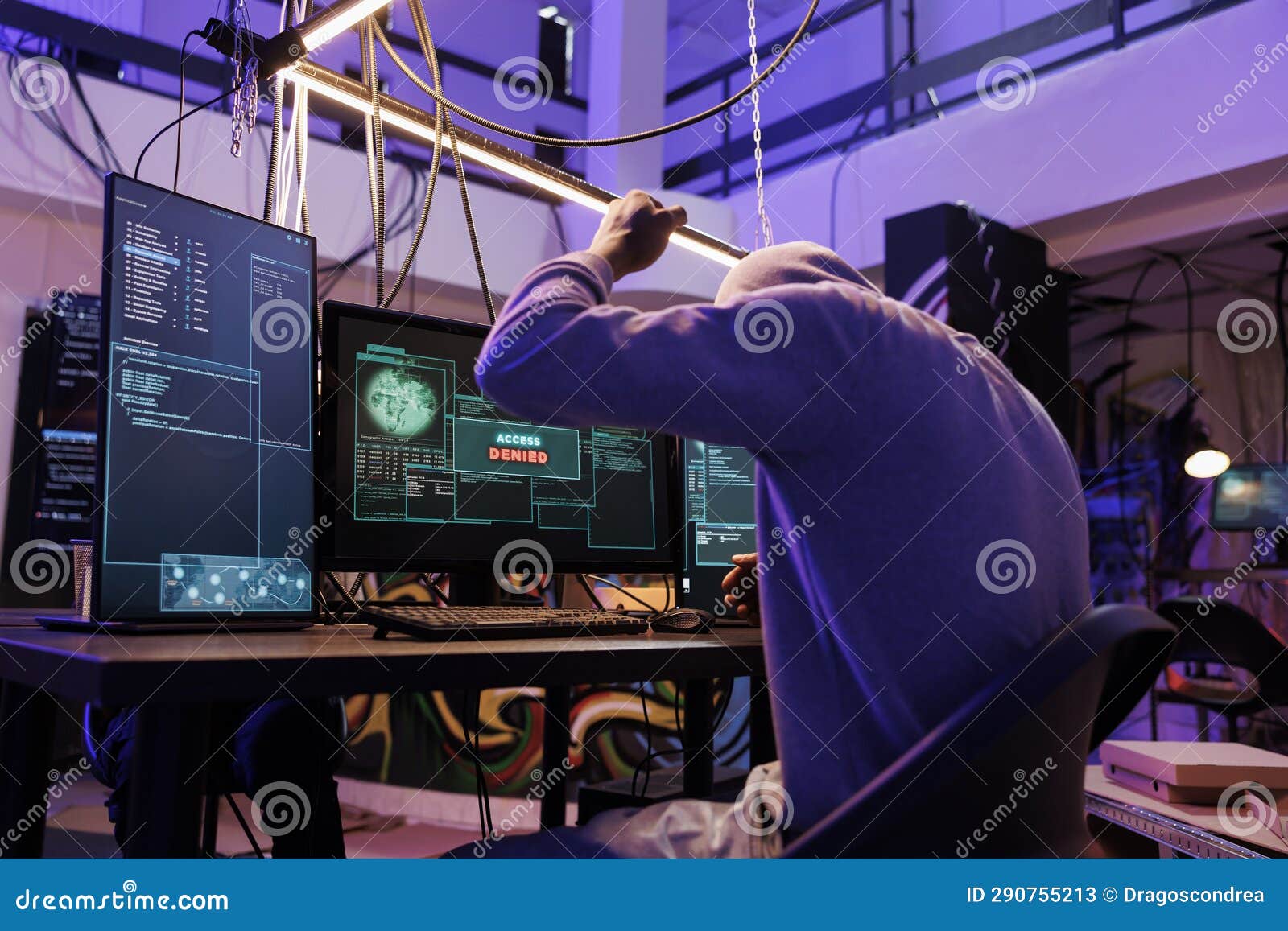 Hacker Getting Access Denied Message Stock Image Image Of Code