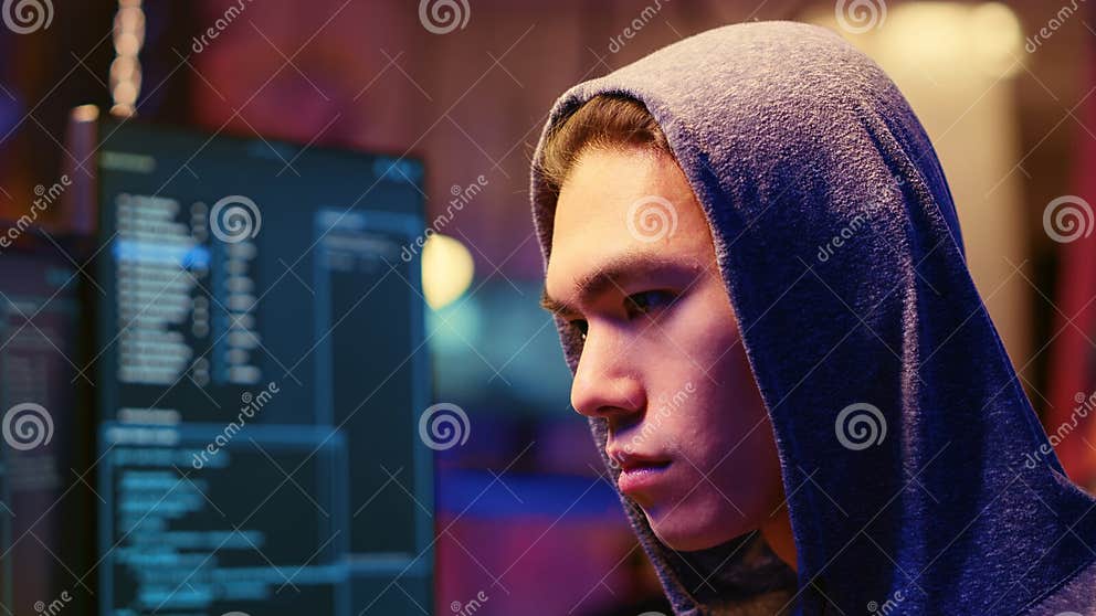 Hacker Getting Past Computers Defenses Stock Image - Image of code ...