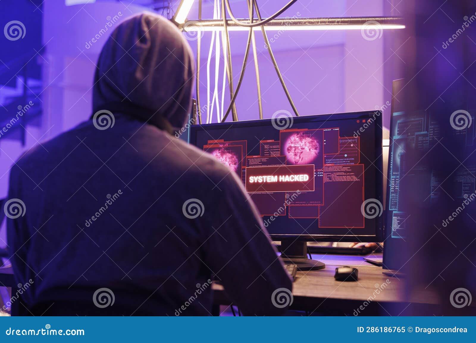 Hacker Getting System Hacked Message Stock Image - Image of smiling, happy: 286186765
