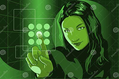 Hacker Girl Green stock vector. Illustration of projection - 6628636