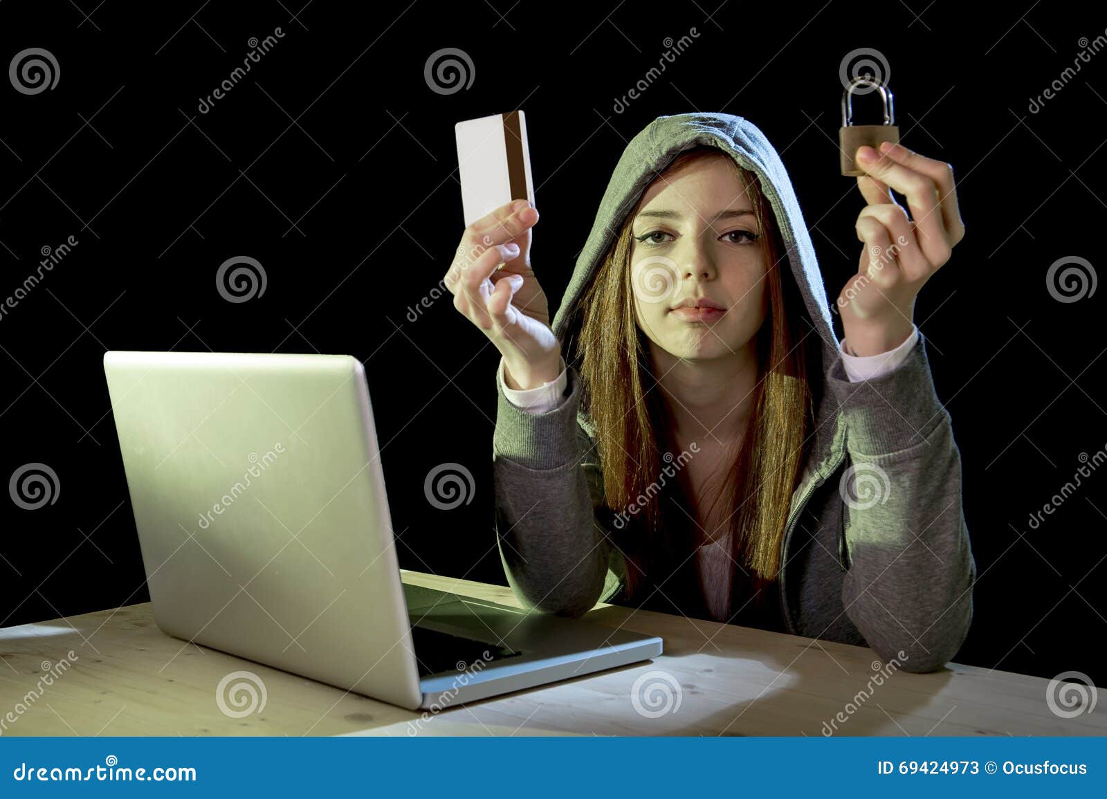 Hacker Girl Holding Credit Card Violating Privacy Holding Credit Card ... Hacker Girl Holding Credit Card Violating Privacy Holding Credit Card ...