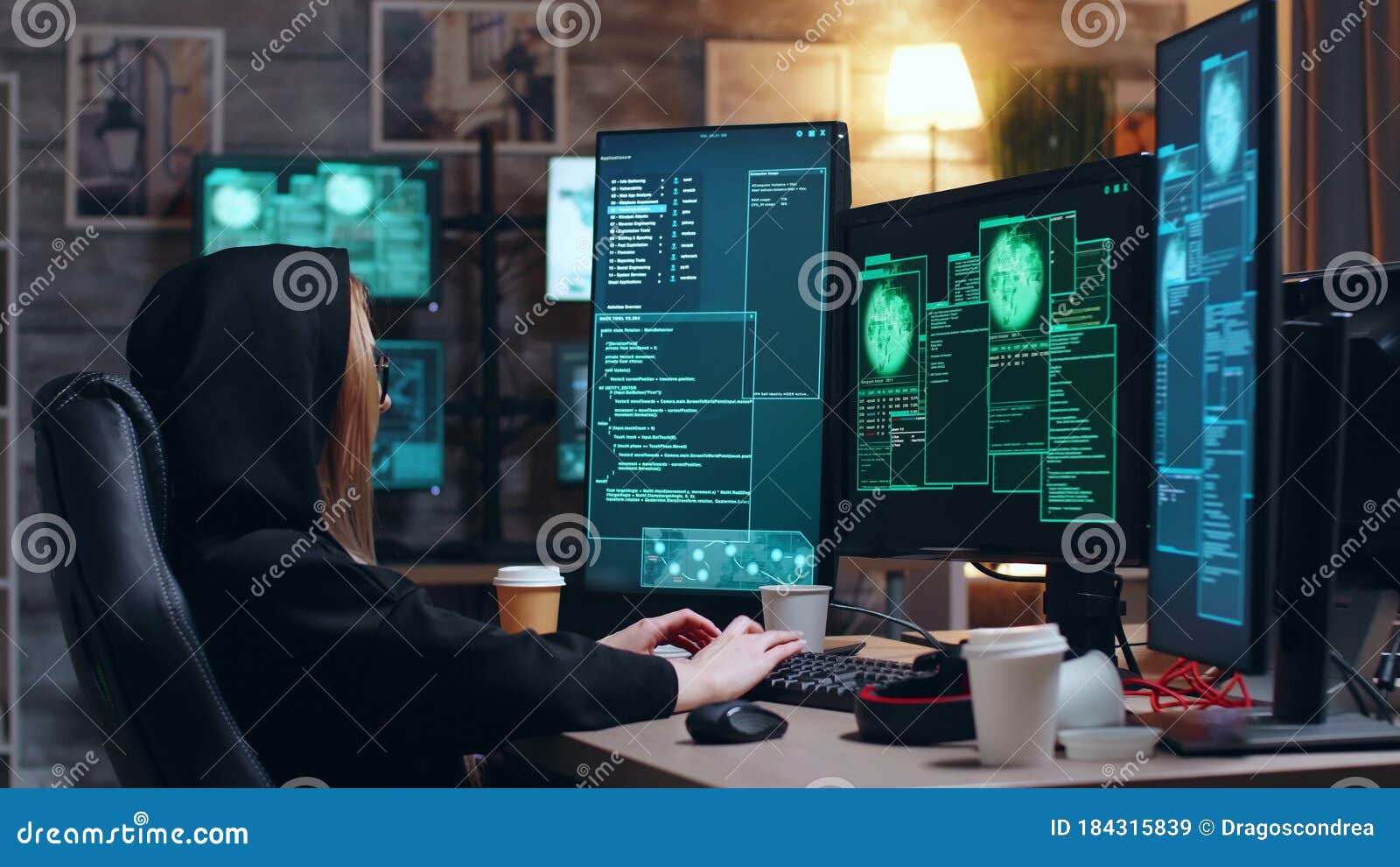 Hacker Girl Using a Dangerous Malware Stock Image - Image of cyber ...