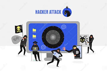 Hacker Group Illustration stock vector. Illustration of monitor - 133440220