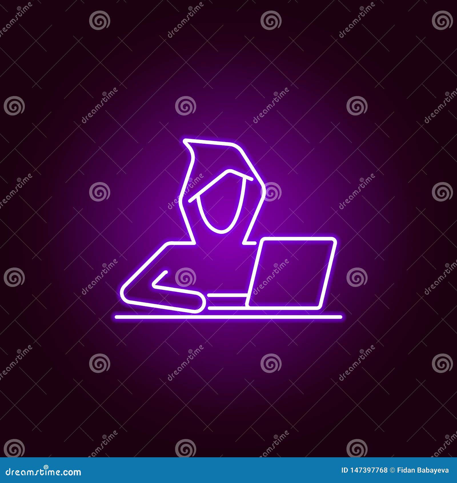 Hacker, Hack Icon in Neon Style. Can Be Used for Web, Logo, Mobile App ...