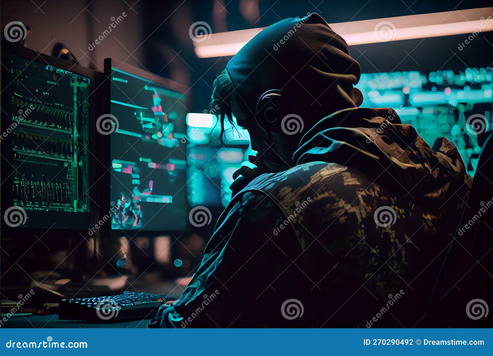 Hacker Hackea Ai Generativo De Computadora Stock de ilustración ...