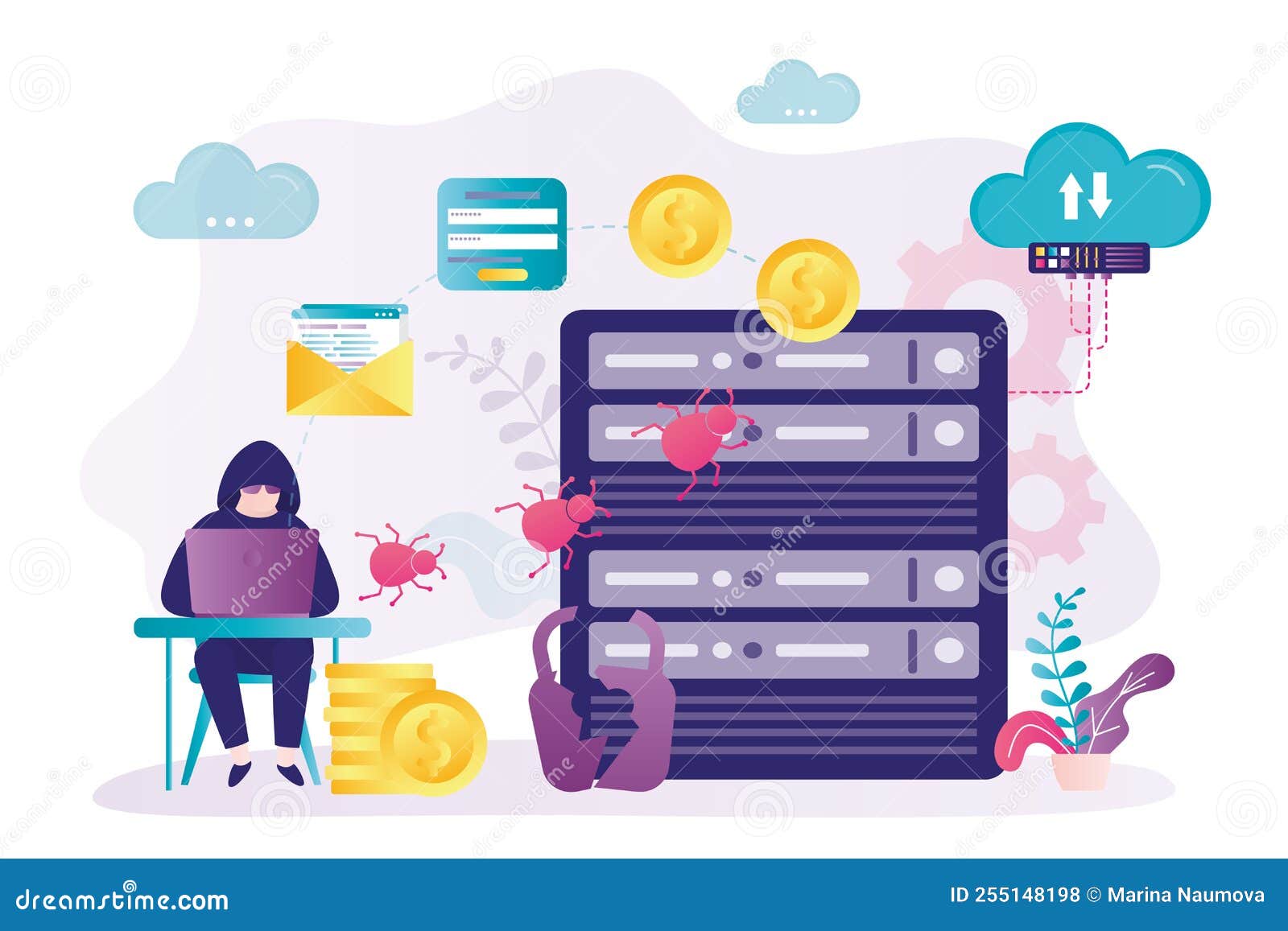 Hacker Hacked Remote Server or Datacenter. Anonymous Steals Passwords ...