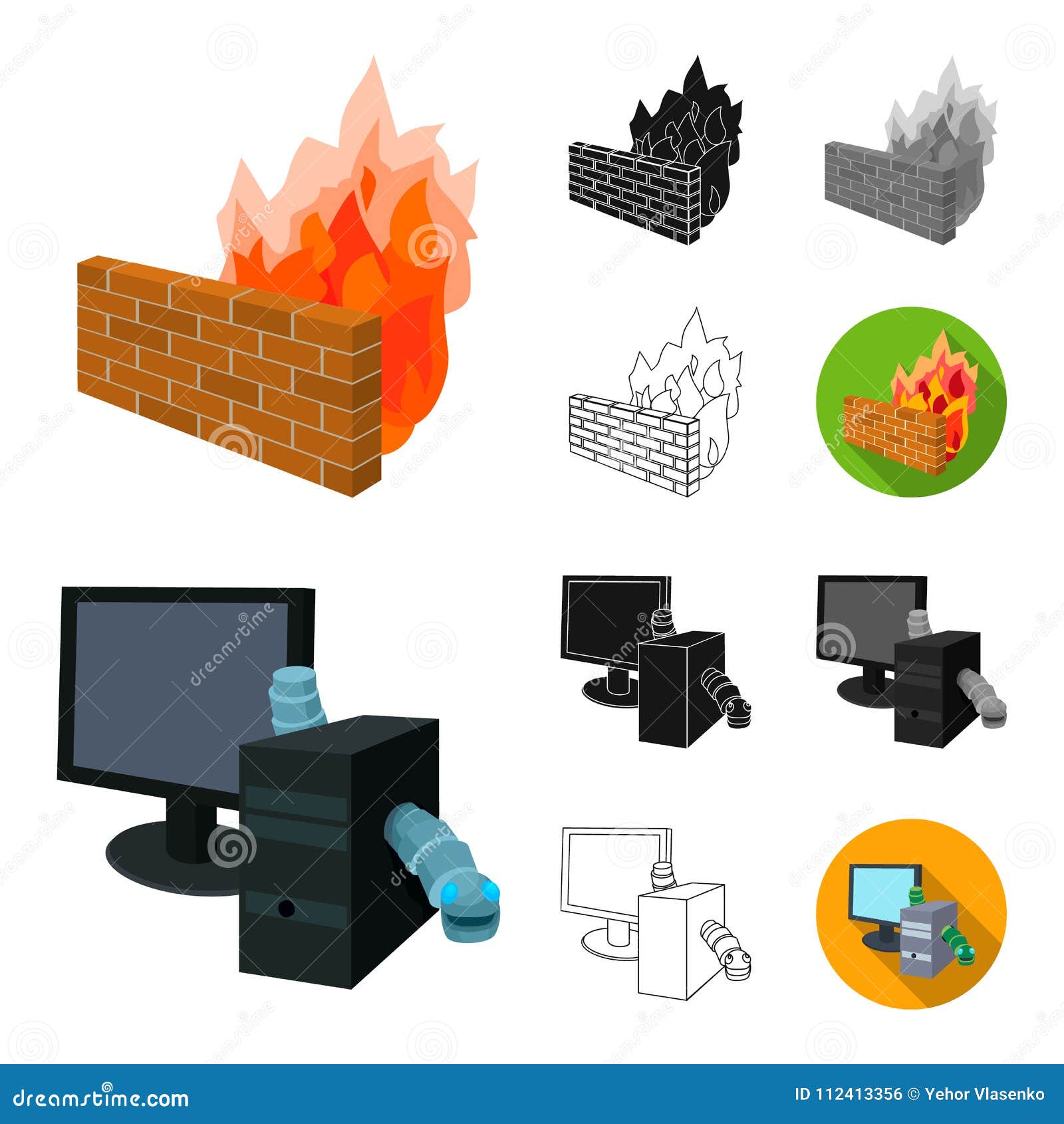 Hacker And Hacking Cartoonblackflatmonochromeoutline Icons In Set Collection For Design