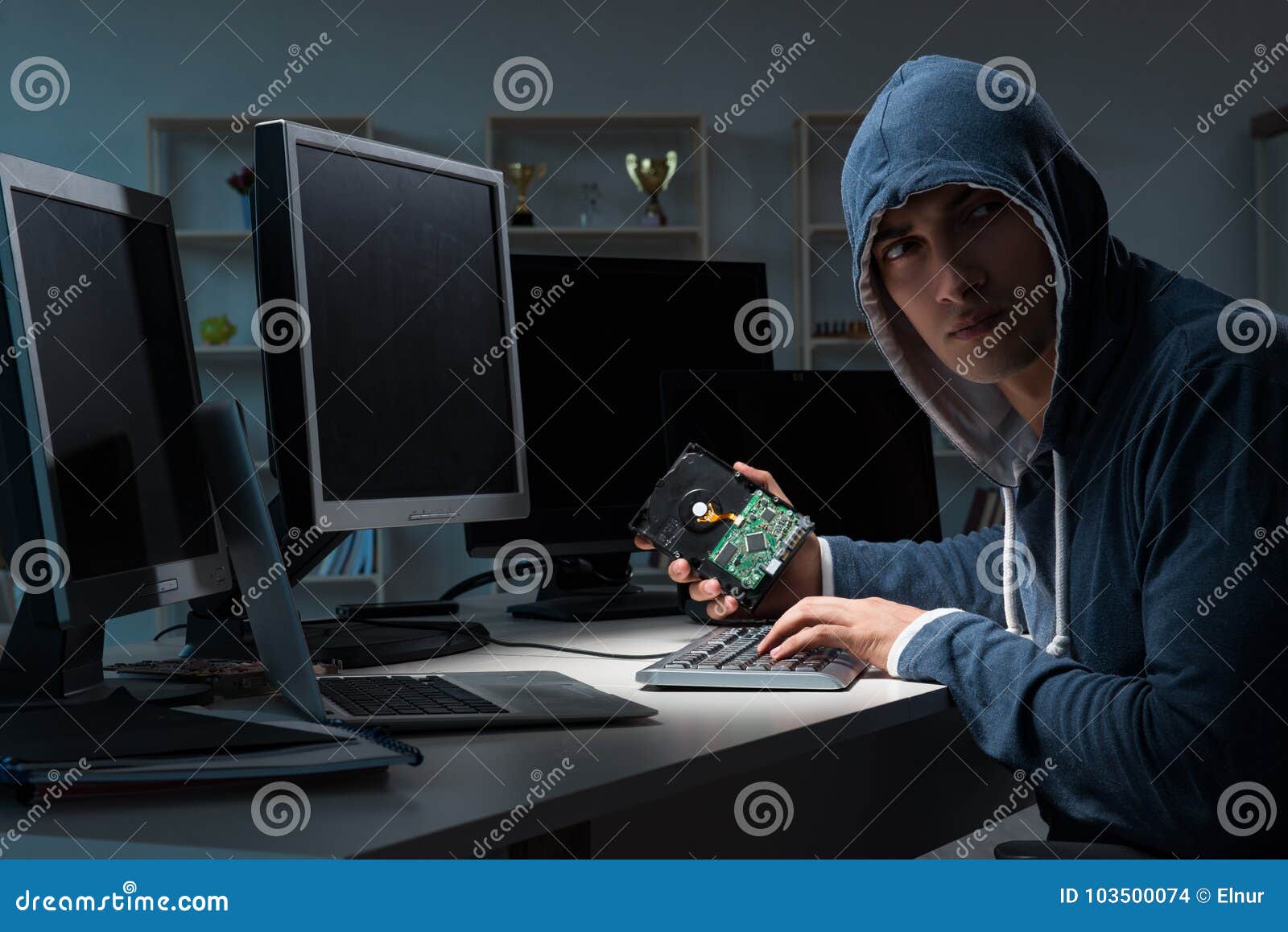 The Hacker Hacking Computer at Night Stock Photo - Image of personal ...