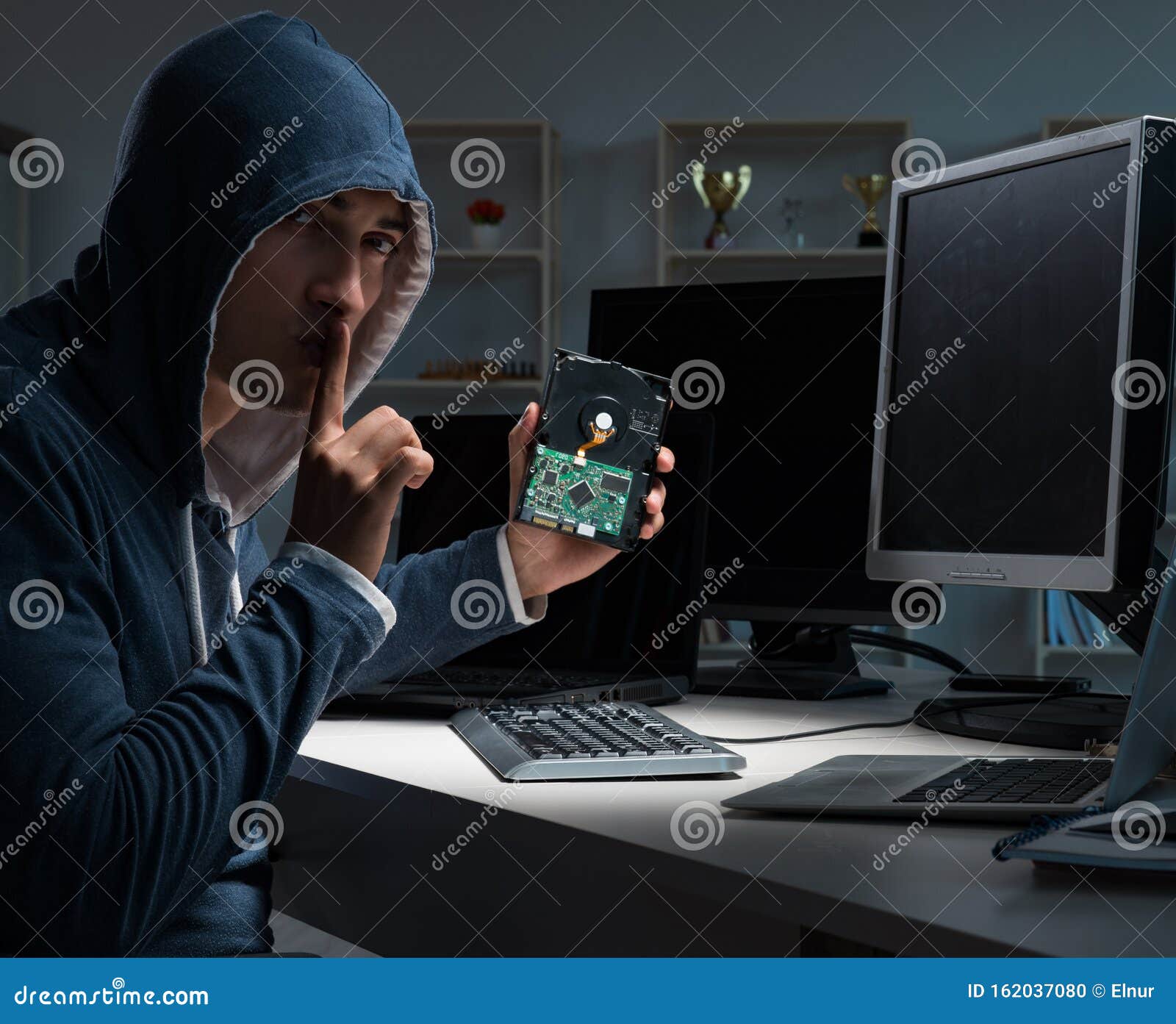 Hacker Hacking Computer at Night Stock Photo - Image of laptop, access ...