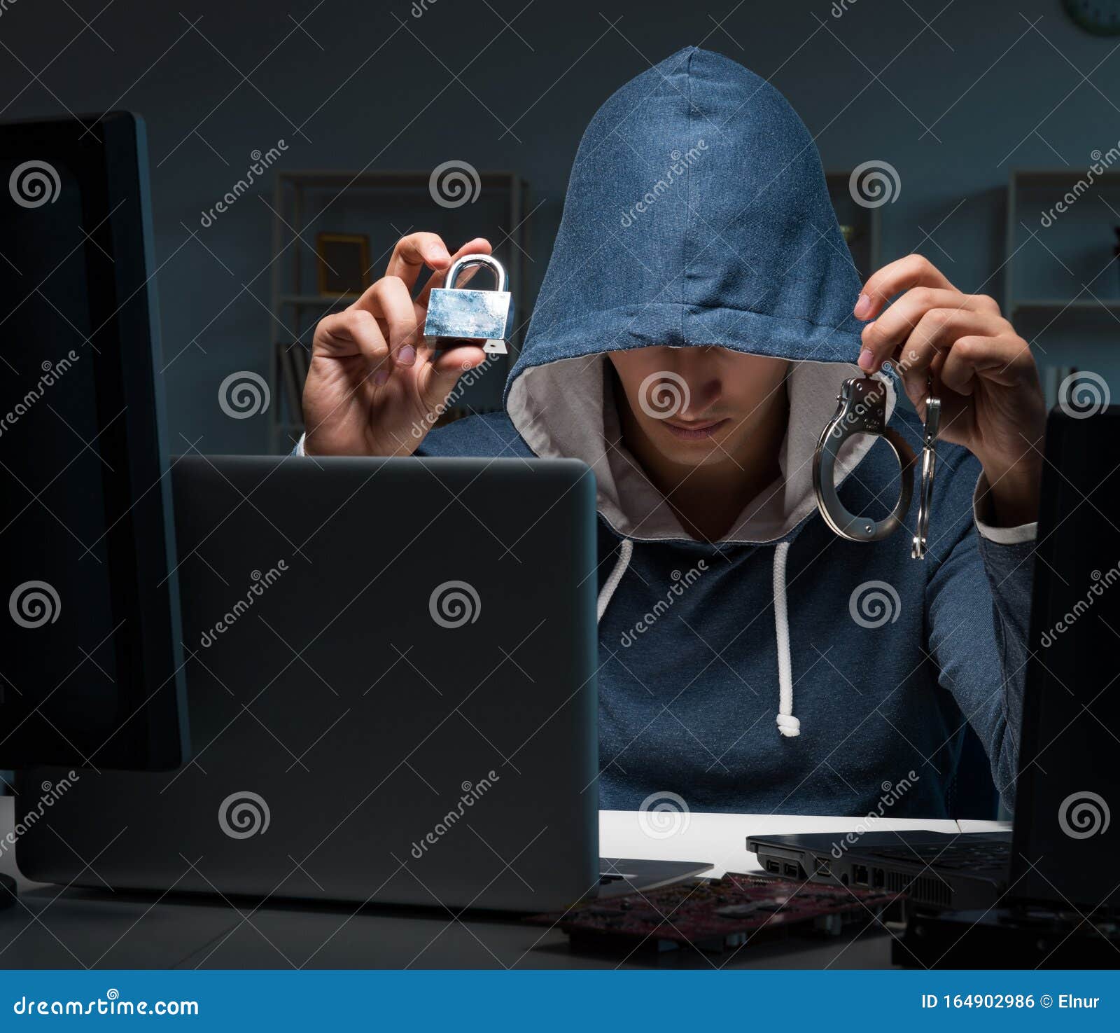 Hacker Hacking Computer at Night Stock Photo - Image of hacking ...