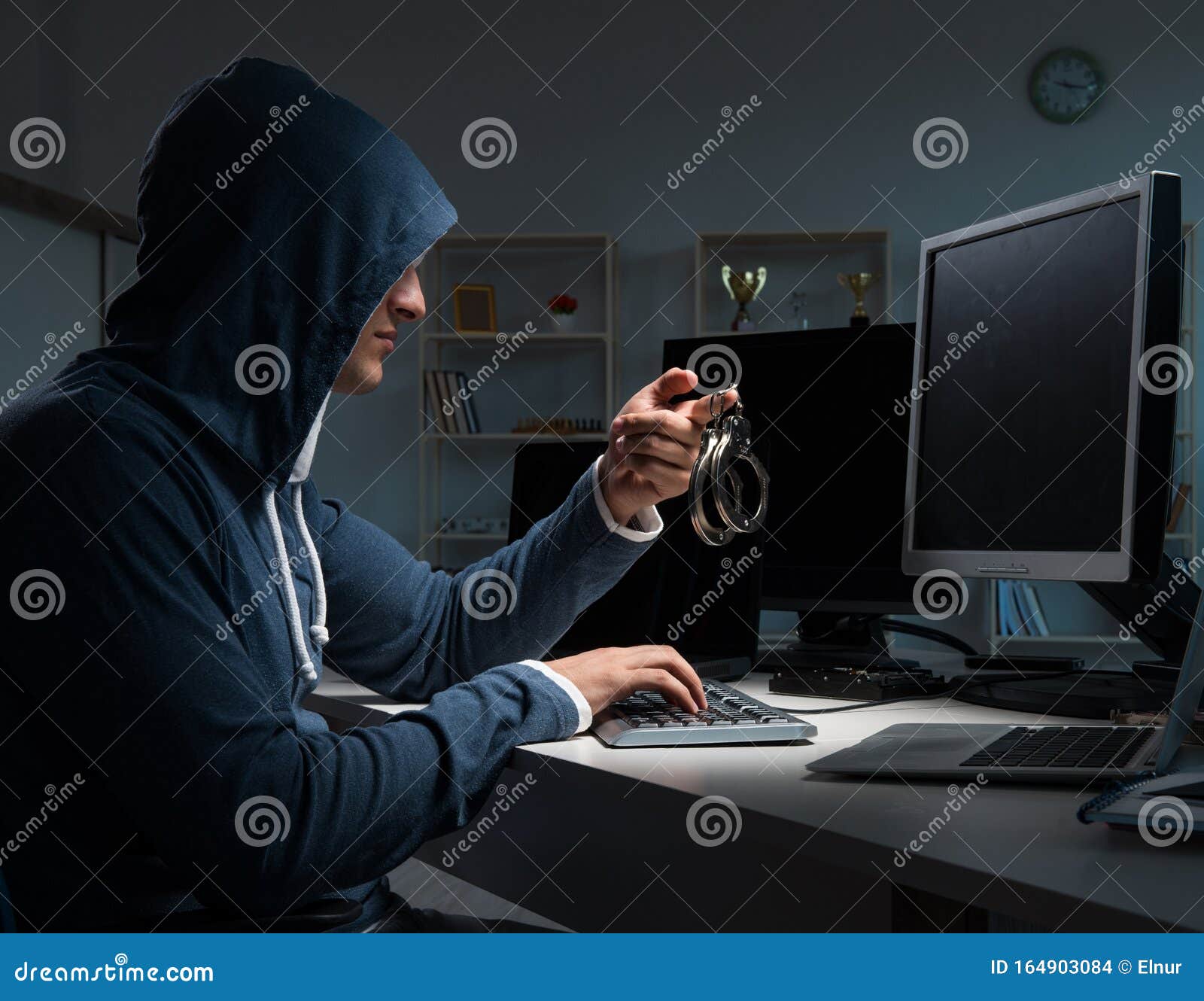Hacker Hacking Computer at Night Stock Photo - Image of cracking ...