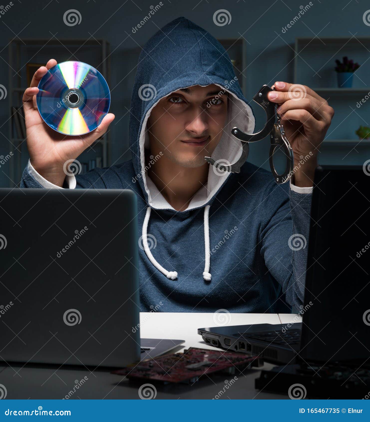Hacker Hacking Computer at Night Stock Image - Image of disk, data ...