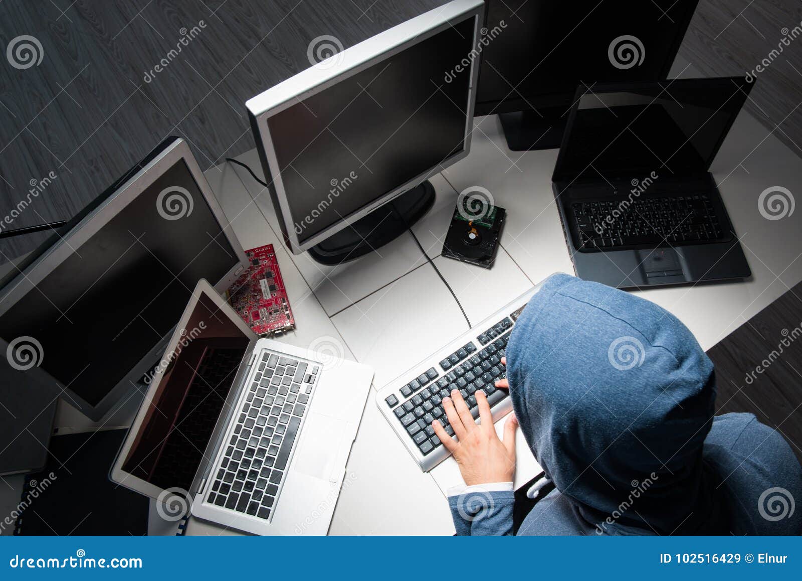 The Hacker Hacking Computer at Night Stock Image - Image of hack, crime ...