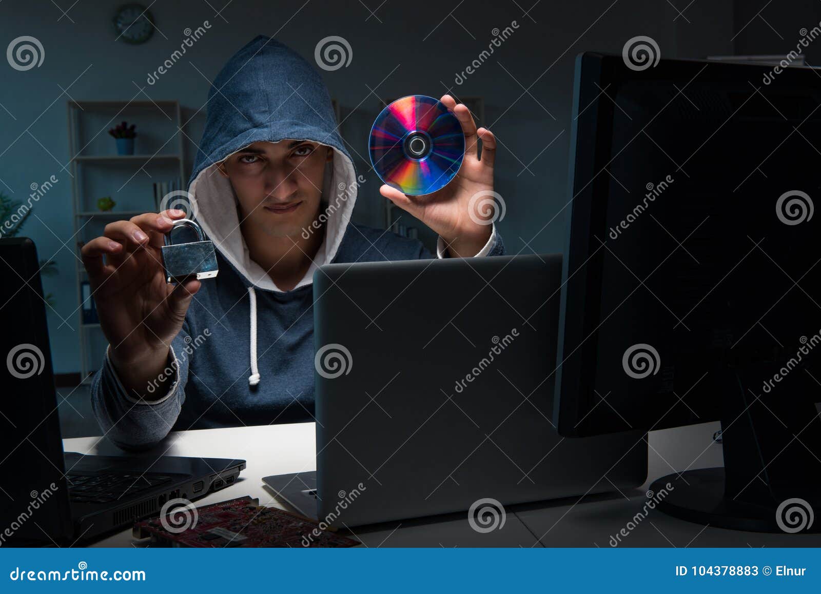 The Hacker Hacking Computer at Night Stock Image - Image of hack ...