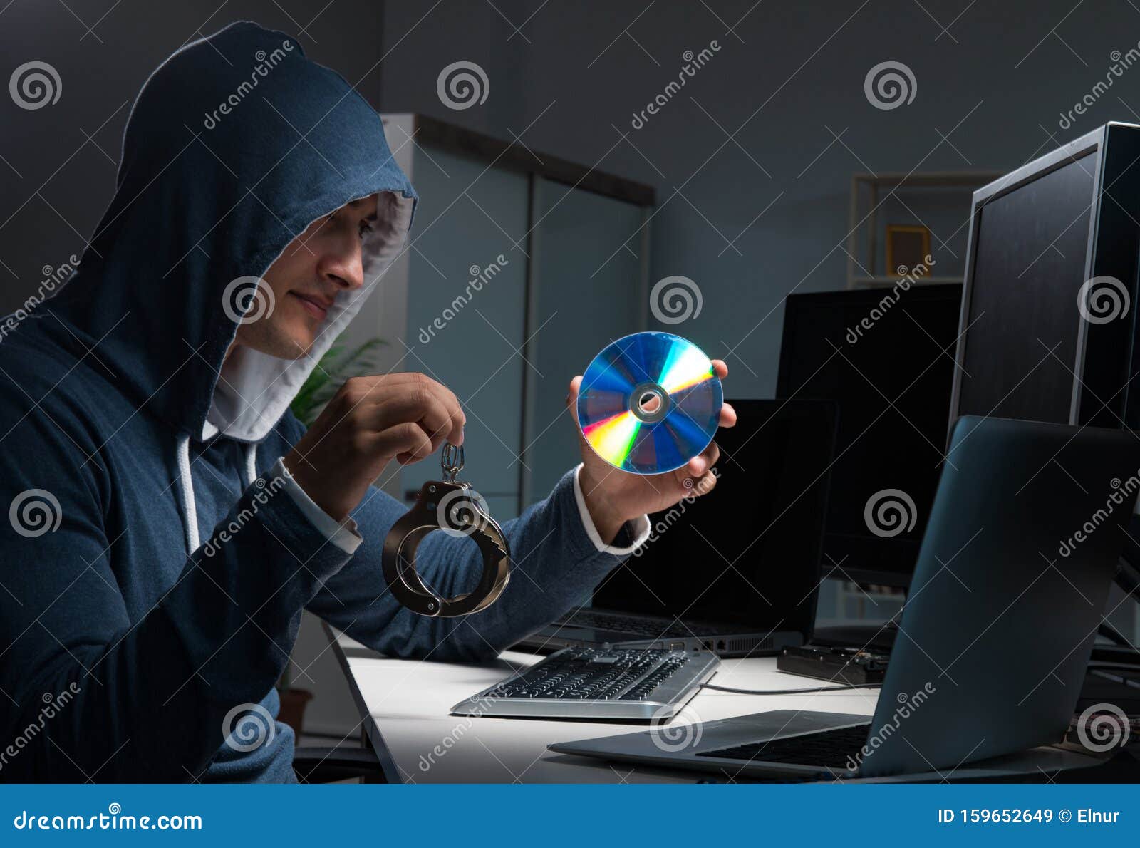 Hacker Hacking Computer at Night Stock Image - Image of phishing ...