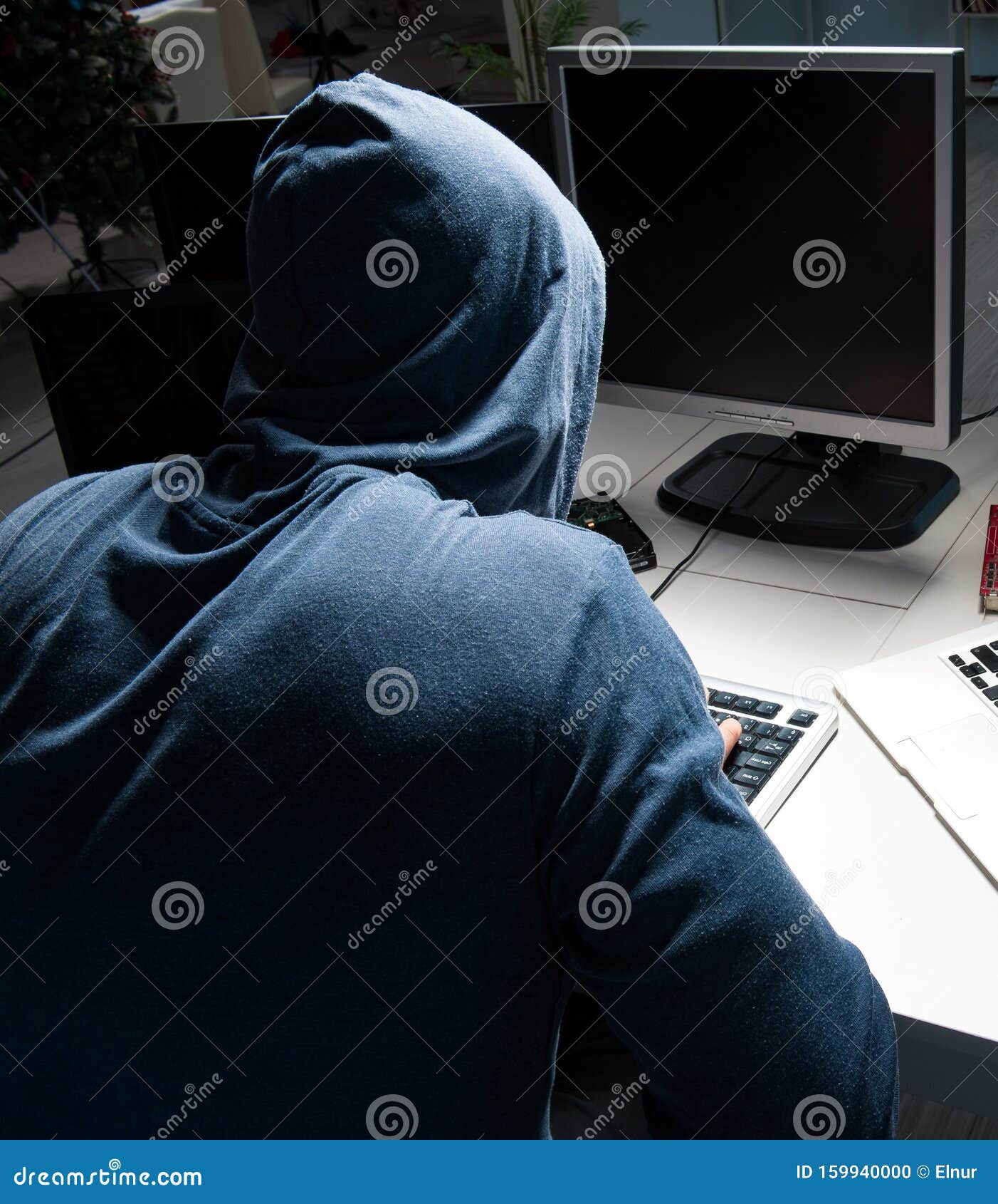 Hacker Hacking Computer at Night Stock Photo - Image of illegal, hacker ...