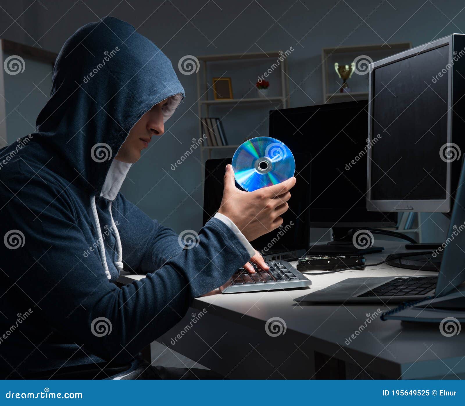 Hacker Hacking Computer at Night Stock Image - Image of hacking ...