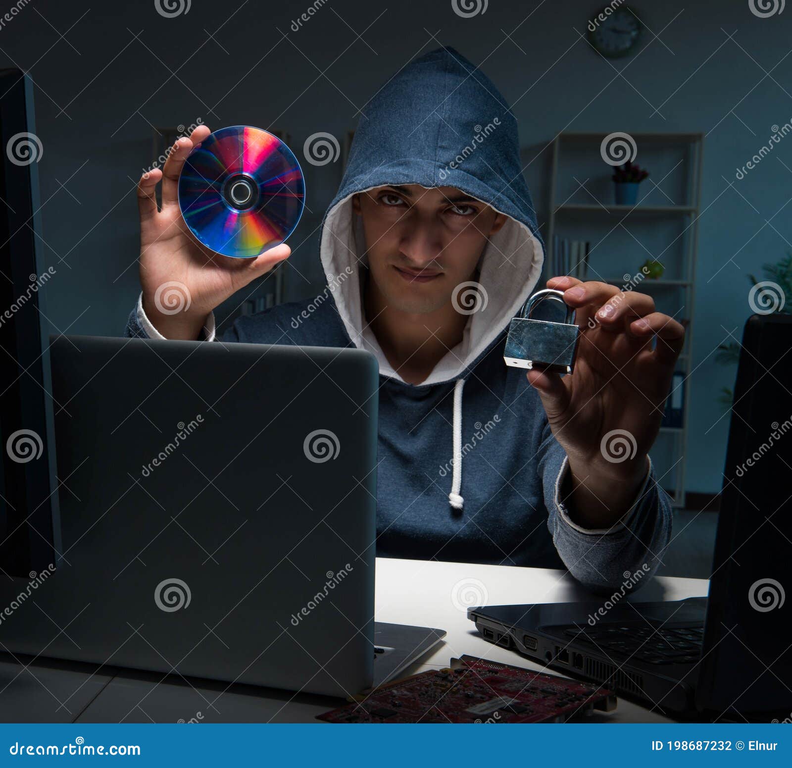 Hacker Hacking Computer at Night Stock Photo - Image of hack, access ...