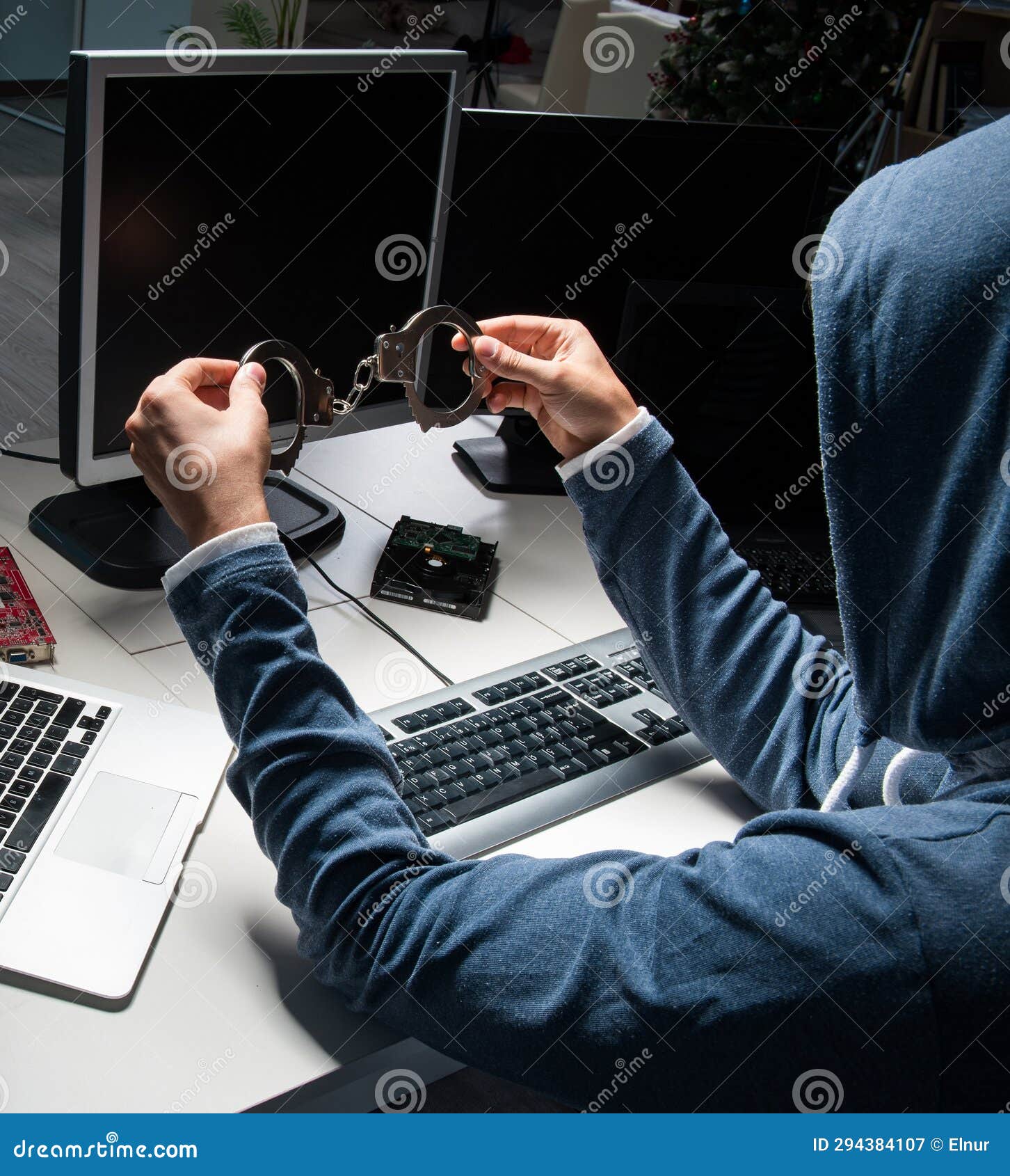 Hacker Hacking Computer at Night Stock Image - Image of internet ...