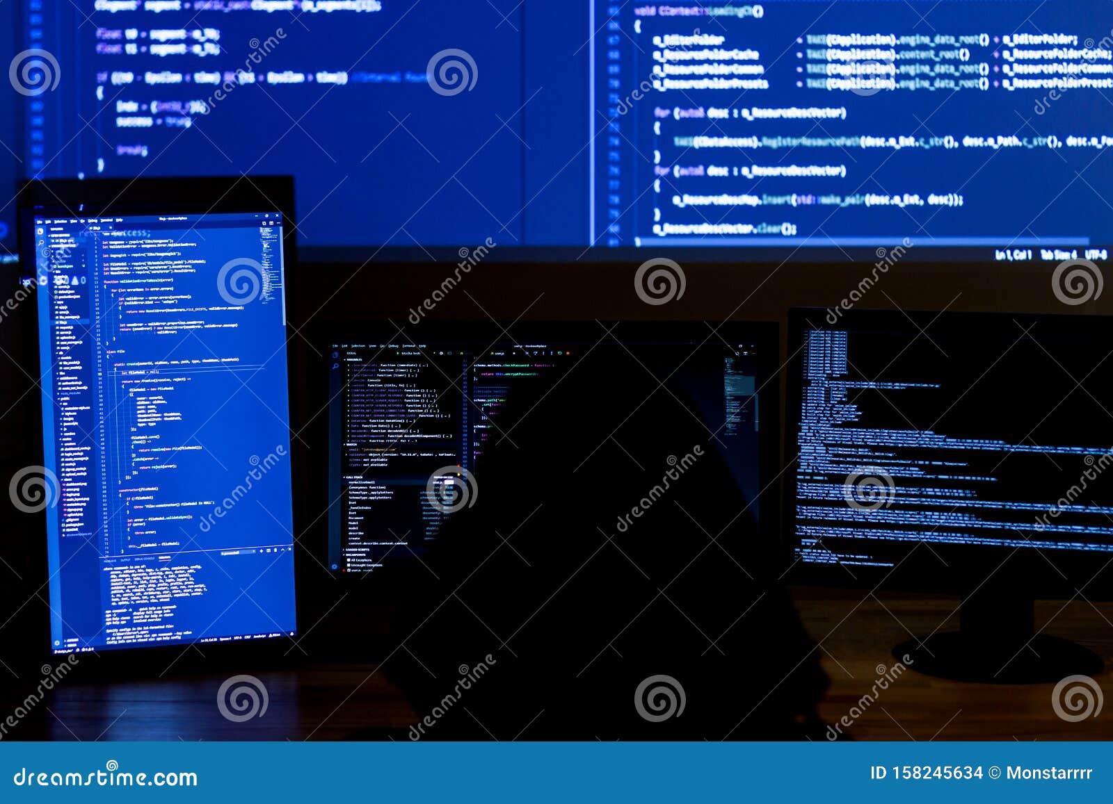 Hacker Hacking Computer Password at Night Stock Photo - Image of ...