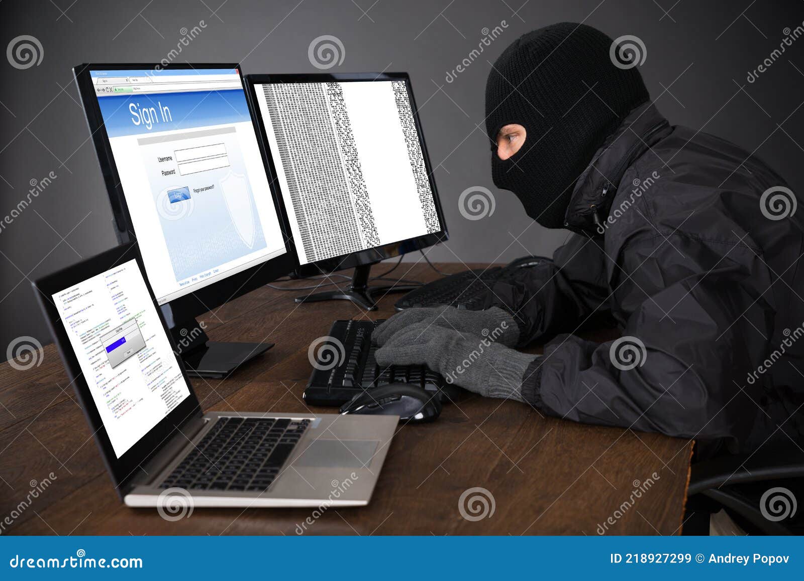 Hacker Hacking Computers stock image. Image of communication - 218927299