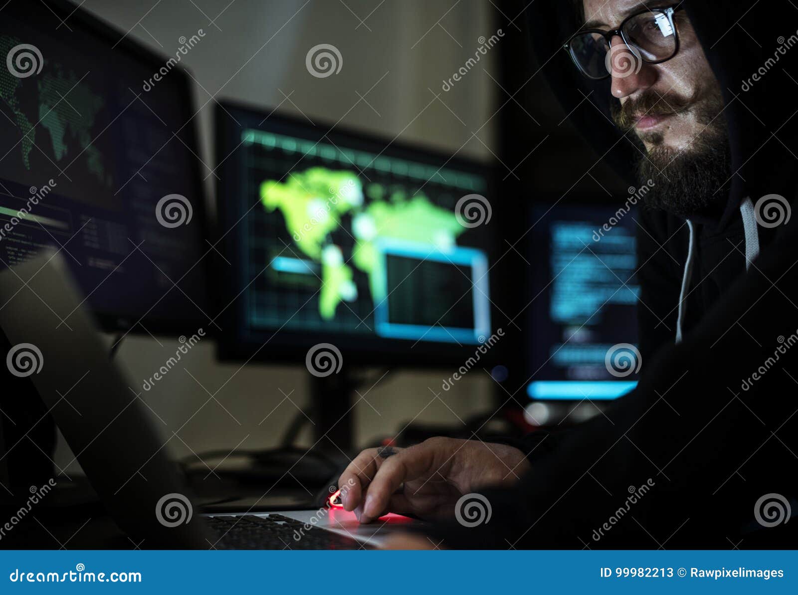 Hacker Hacking a Cyberspace Network Stock Image - Image of firewall ...