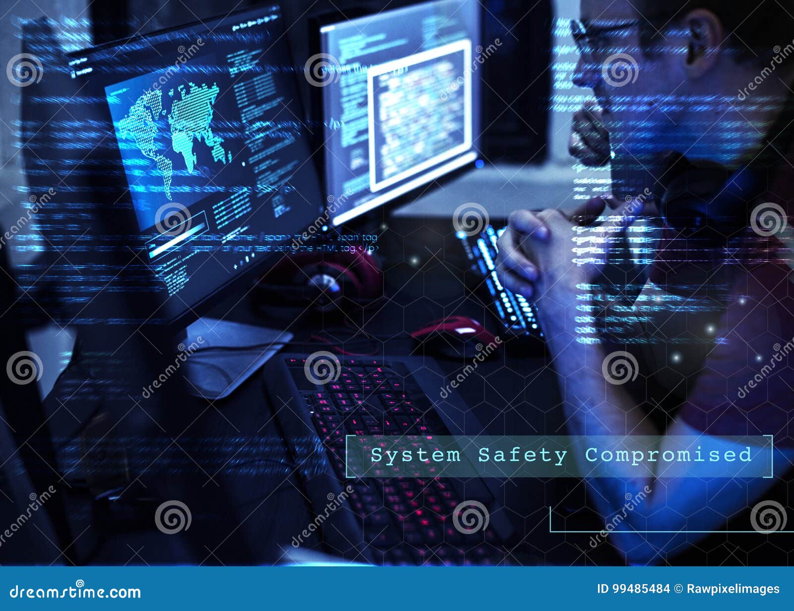 Hacker Hacking a Cyberspace Network Stock Photo - Image of hacking ...