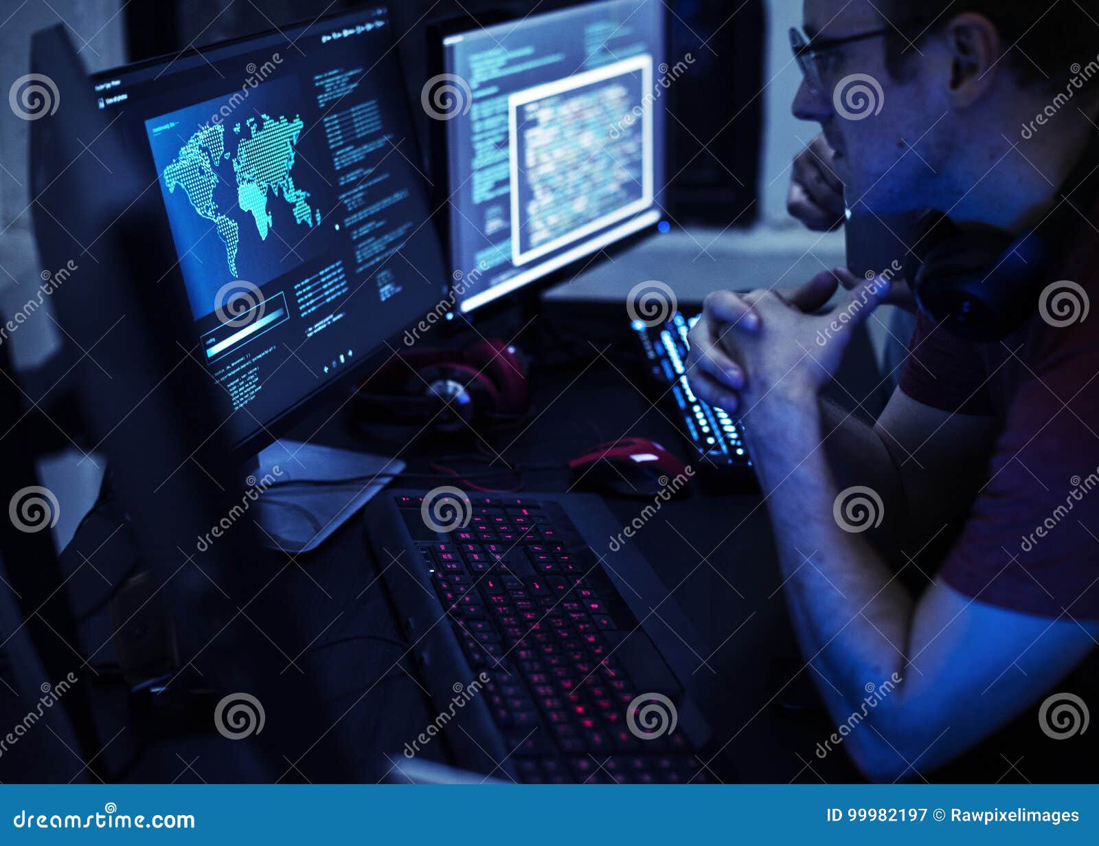 Hacker Hacking a Cyberspace Network Stock Image - Image of attack ...