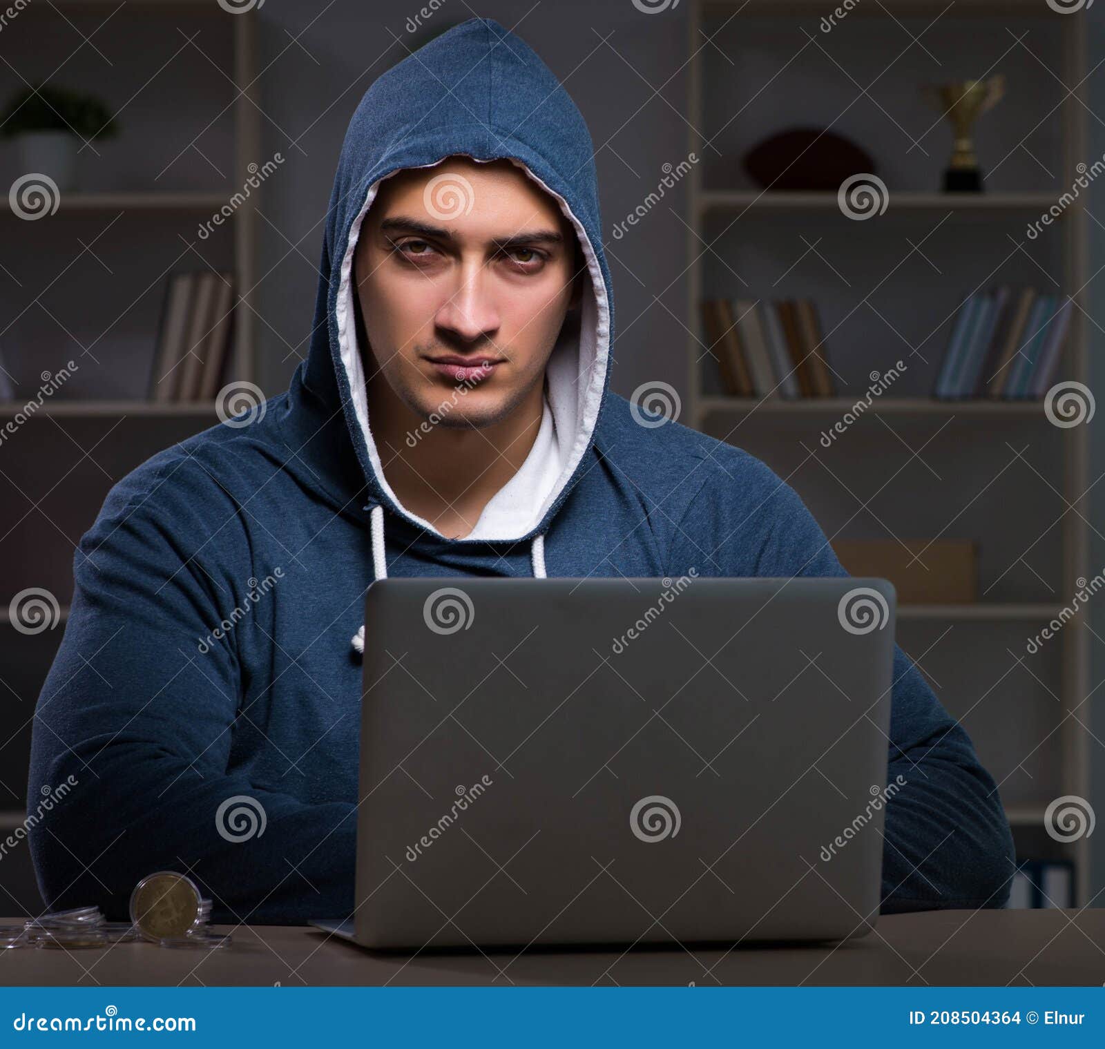 Hacker Hacking the Data Late at Night Stock Photo - Image of money ...