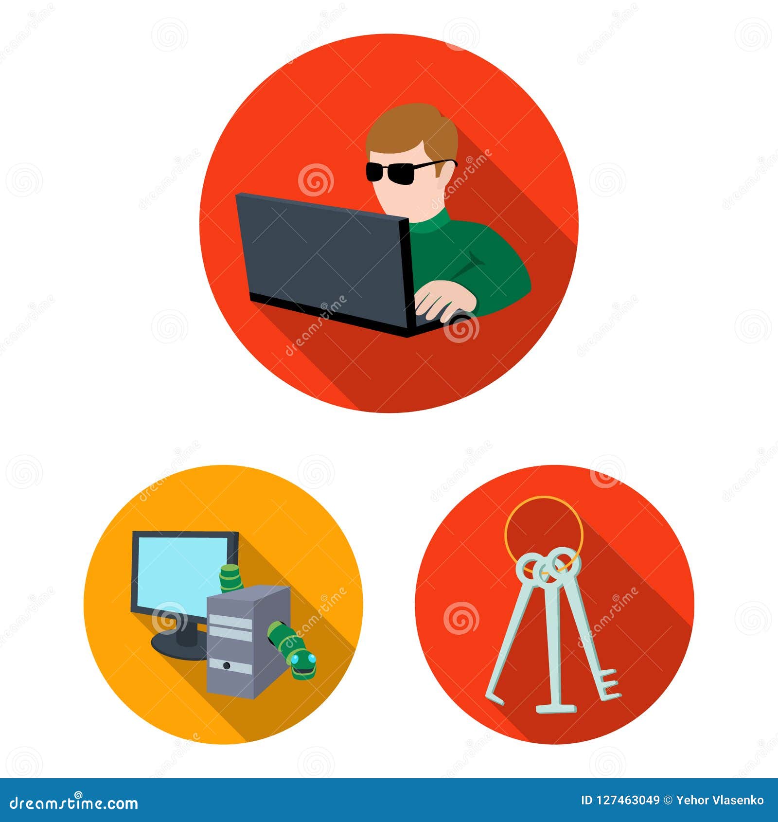 Hacker and Hacking Flat Icons in Set Collection for Design. Hacker and ...