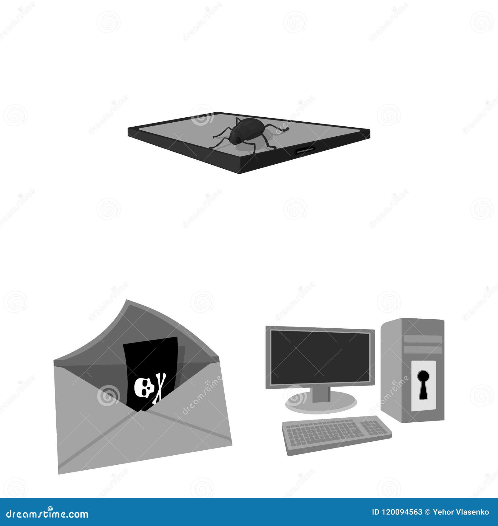 Hacker And Hacking Monochrome Icons In Set Collection For Design Hacker And Equipment Vector